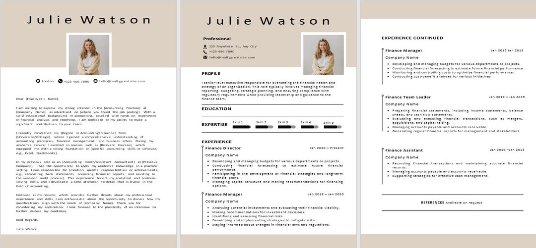 CV and Cover Letter TEMPLATE - EDITABLE Resume Word Document ...