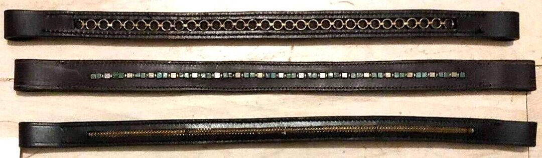 Draft Horse or Warmblood Large 16 Inch Browbands Dark Leather QTY of 3 ...