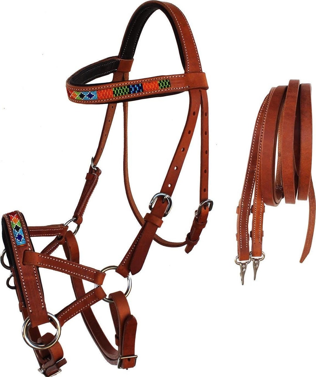 Bitless Sidepull Western English Padded Leather Horse Bridle Reins 77rt15tn-f - Etsy