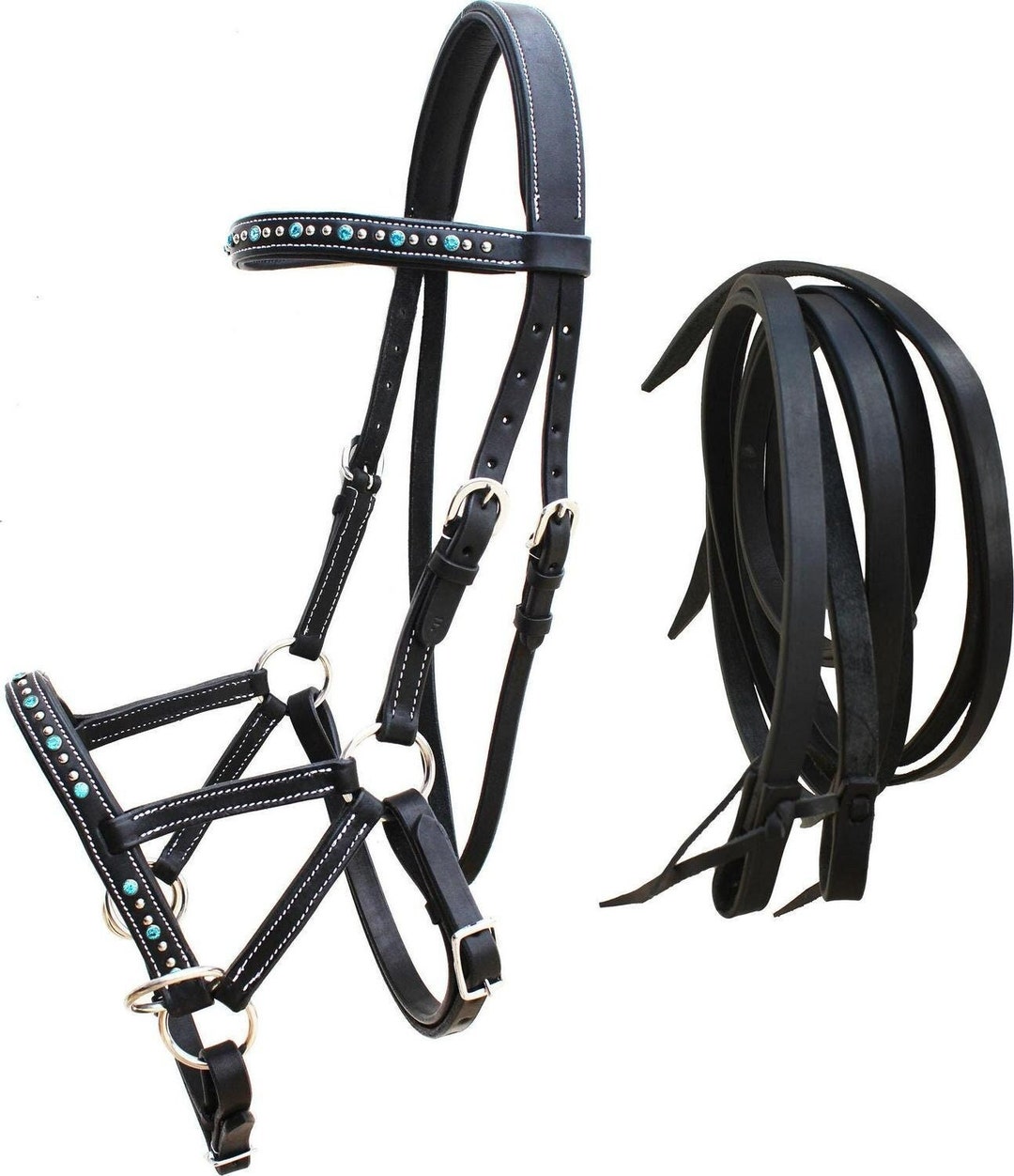Bitless Sidepull Western English English Leather Horse Bridle W/ Split ...