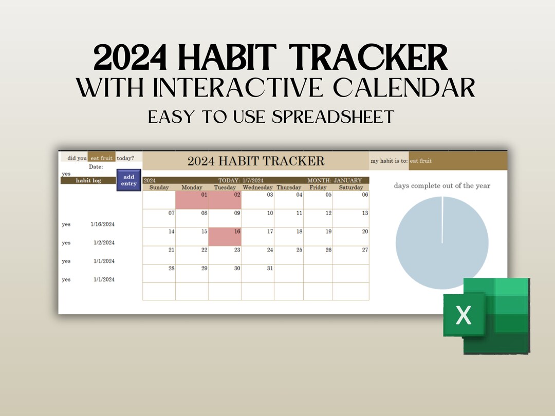 2024 Habit Tracker New Year Resolution Tracker Interactive Calendar ...