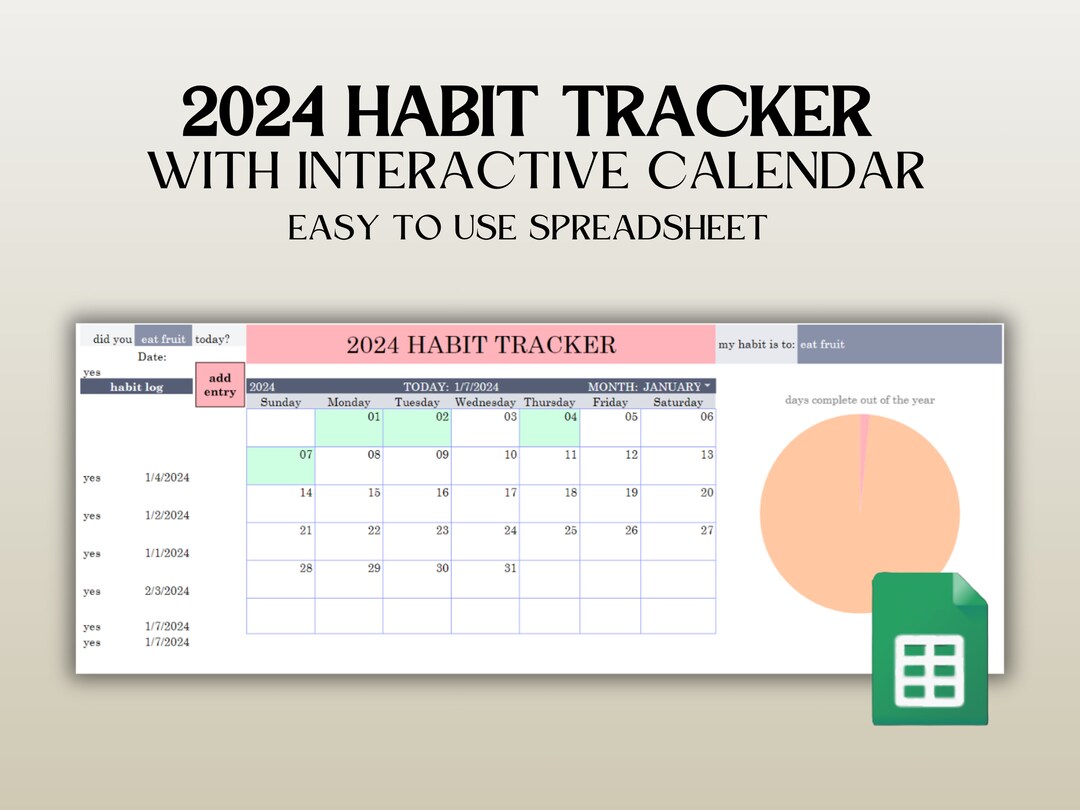 2024 Habit Tracker New Year Resolution Tracker Interactive Calendar ...