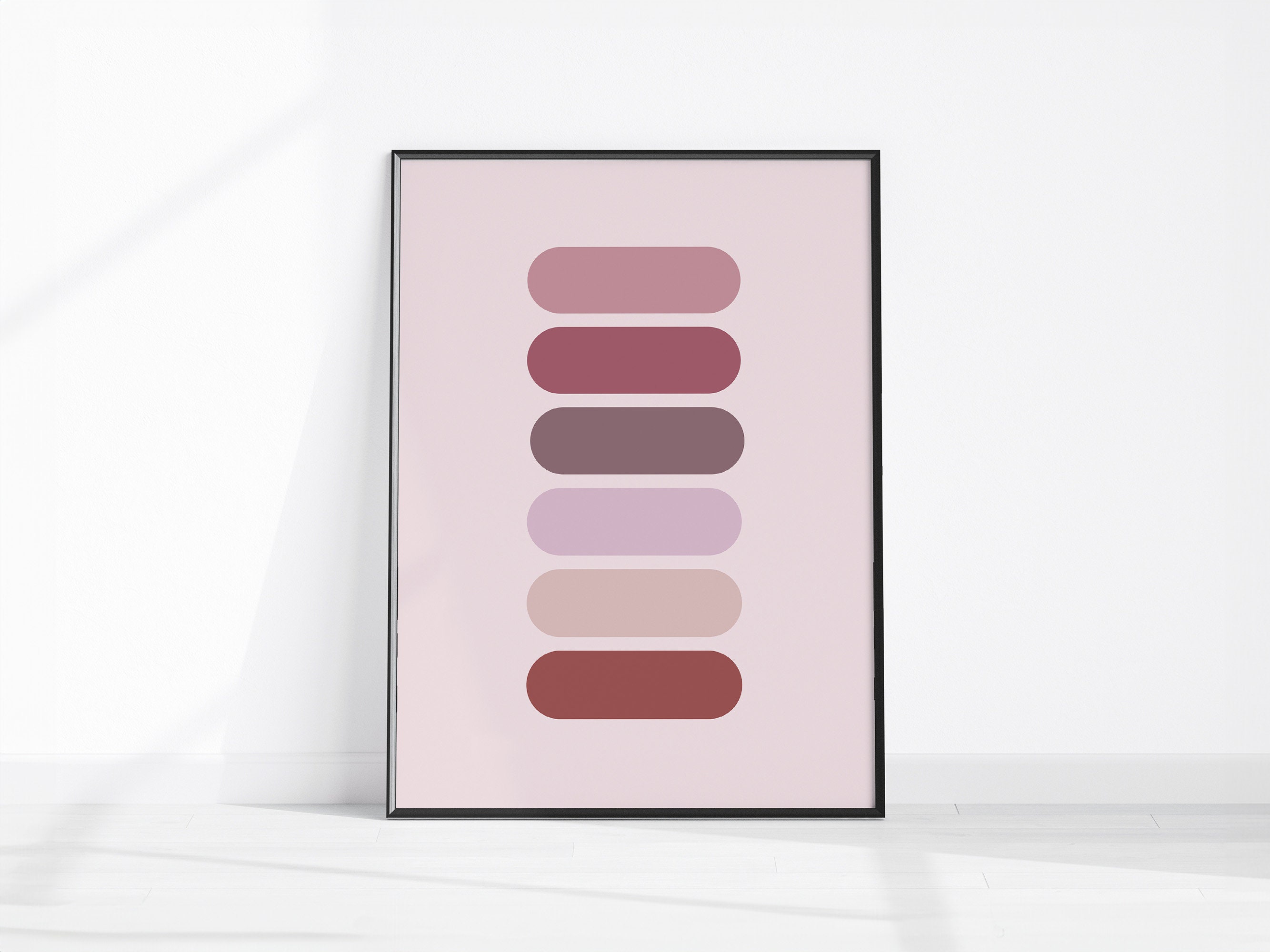 Pink Shades Chart, Colour Samples Printable Art, Modern Colourful Wall ...