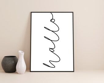 Hola Print, Entryway Sign, Hola Printable Wall Art, Office Print, Home ...