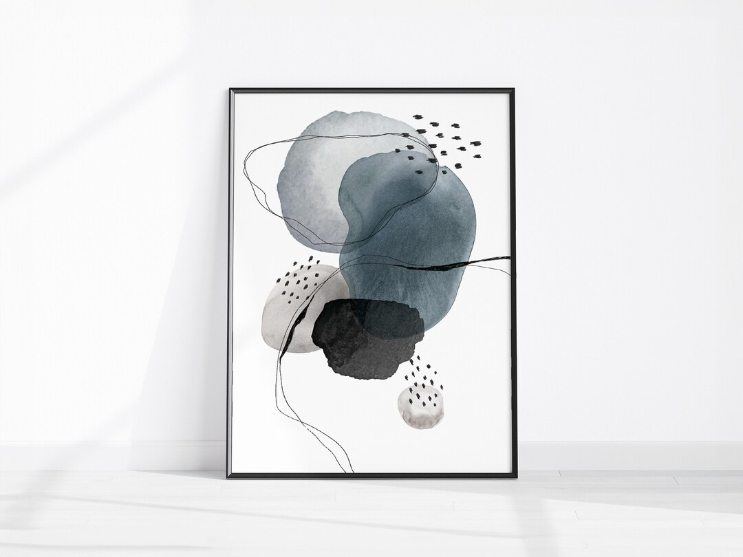 Black and White Abstract Print, Printable Wall Art, Watercolour ...
