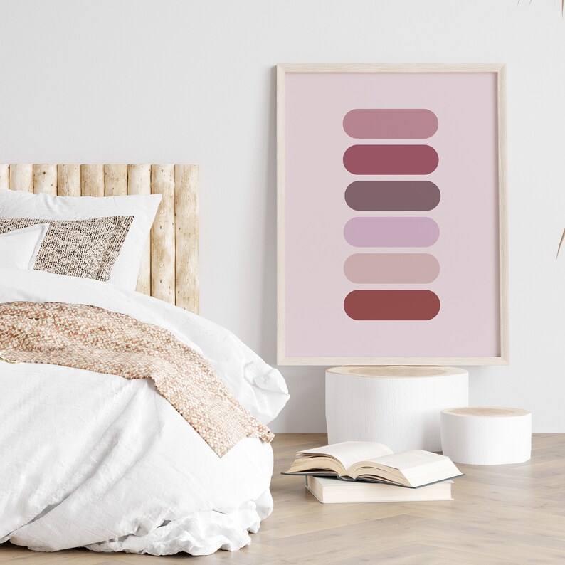Pink Shades Chart, Colour Samples Printable Art, Modern Colourful Wall ...