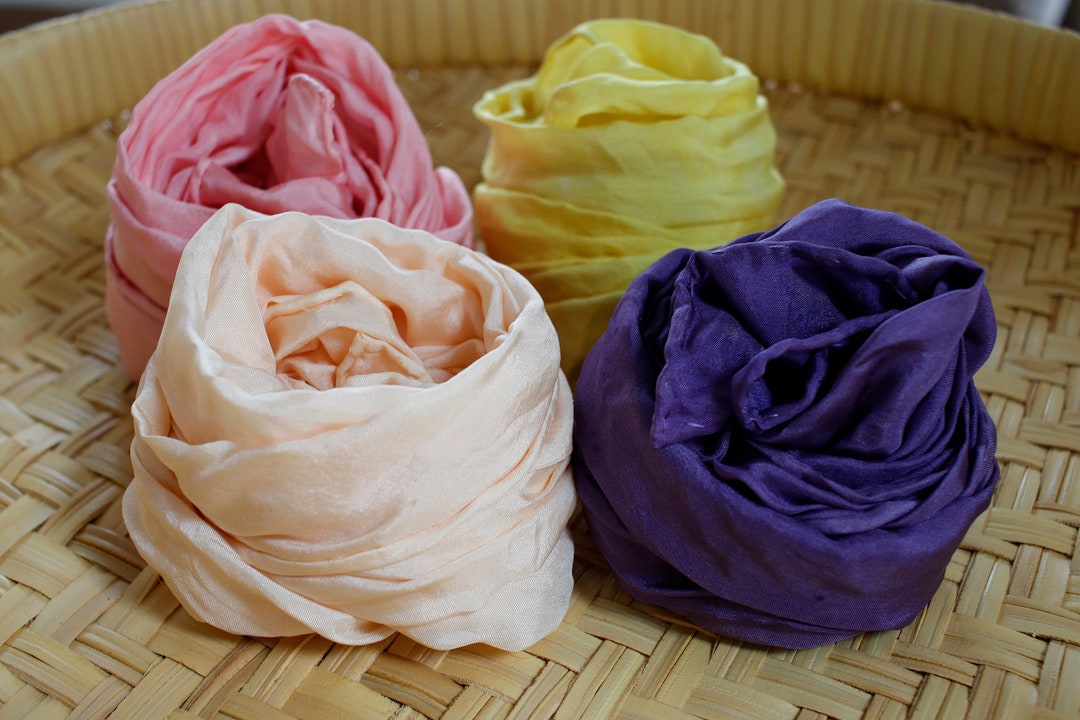 Natural Dyed Silk Scarf L Silk Scarves L 100% Silk Scarf L Neck Warmer ...