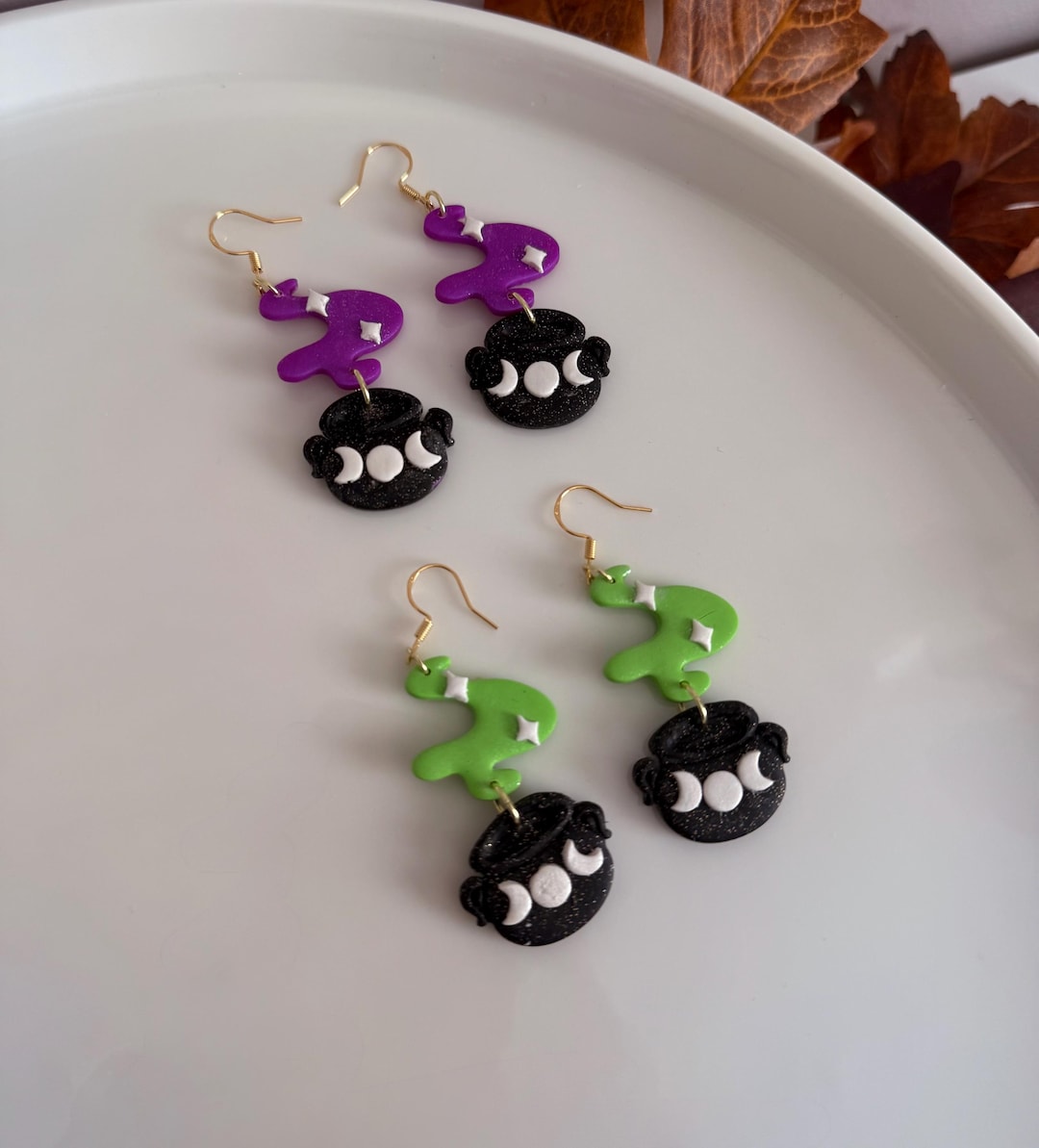 Witch Cauldron Earrings: Handmade Polymer Clay Halloween Jewelry - Etsy