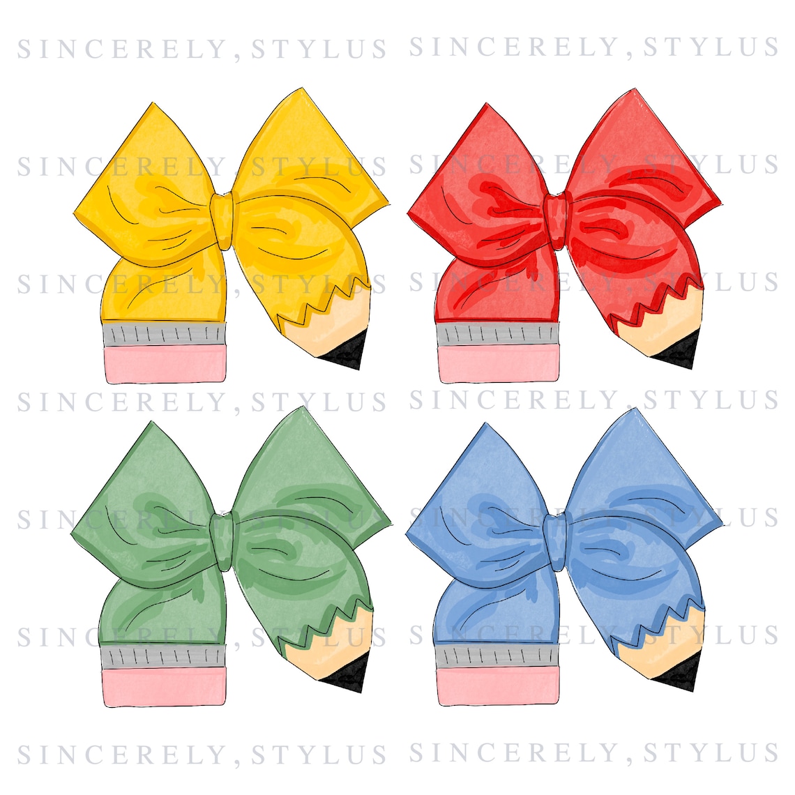 Pencil Bows, Pencil Bow Clipart, Back to School Clipart - Etsy