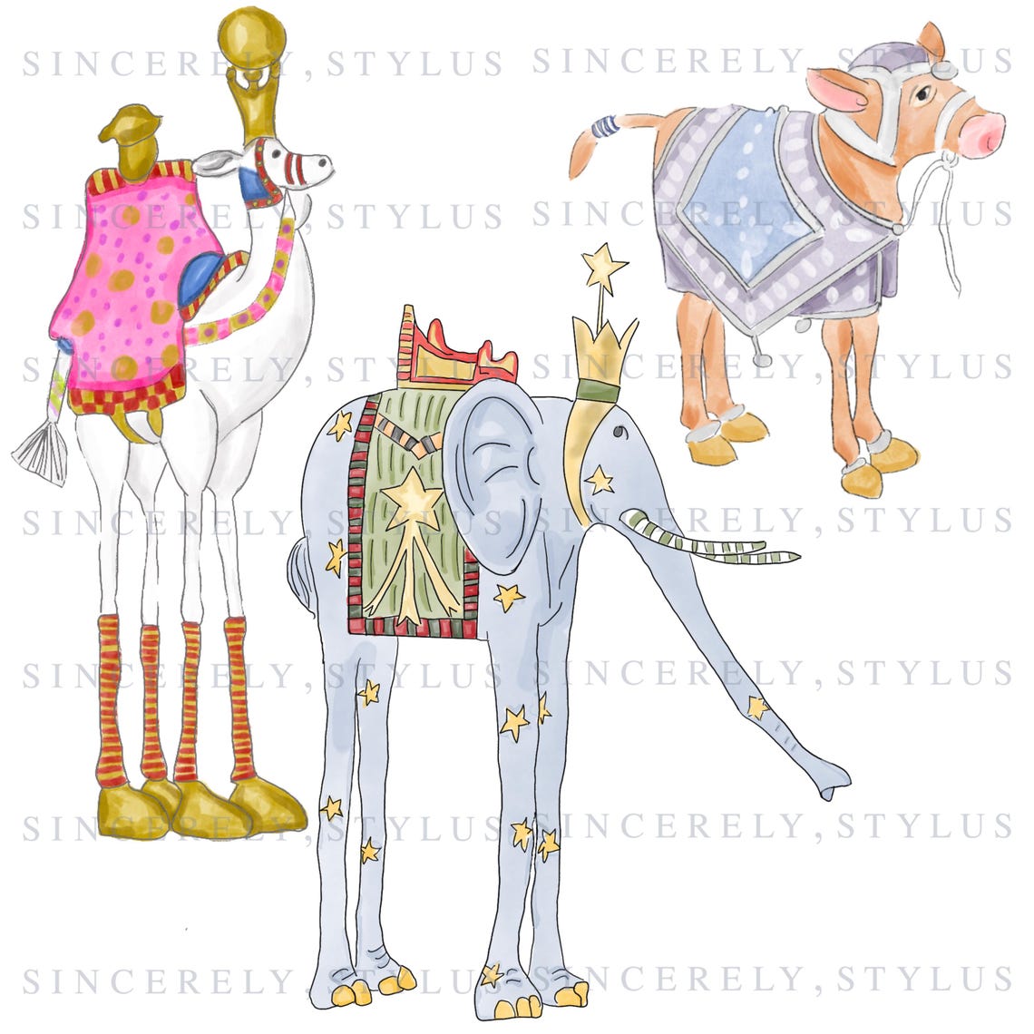 Hand Drawn Nativity, Nativity Clipart, Christmas Clipart, Whimsical ...