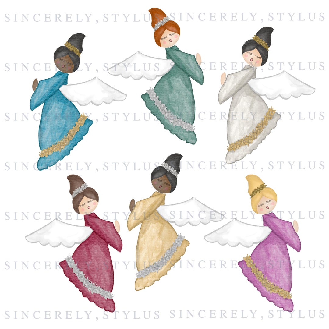 Angels Clipart, Watercolor Angels, Christmas Angels, Christmas Clipart ...