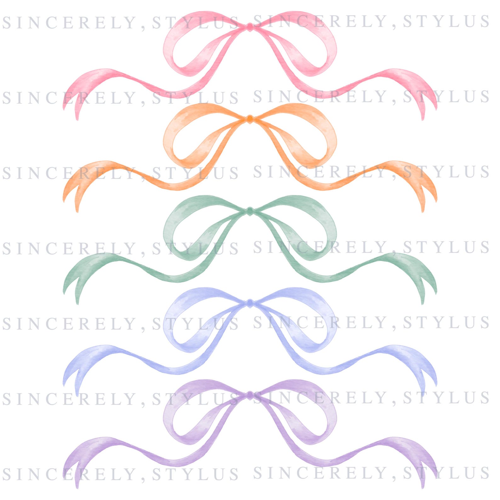Pastel Bow Clipart, Pastel Bows, Watercolor Bows - Etsy