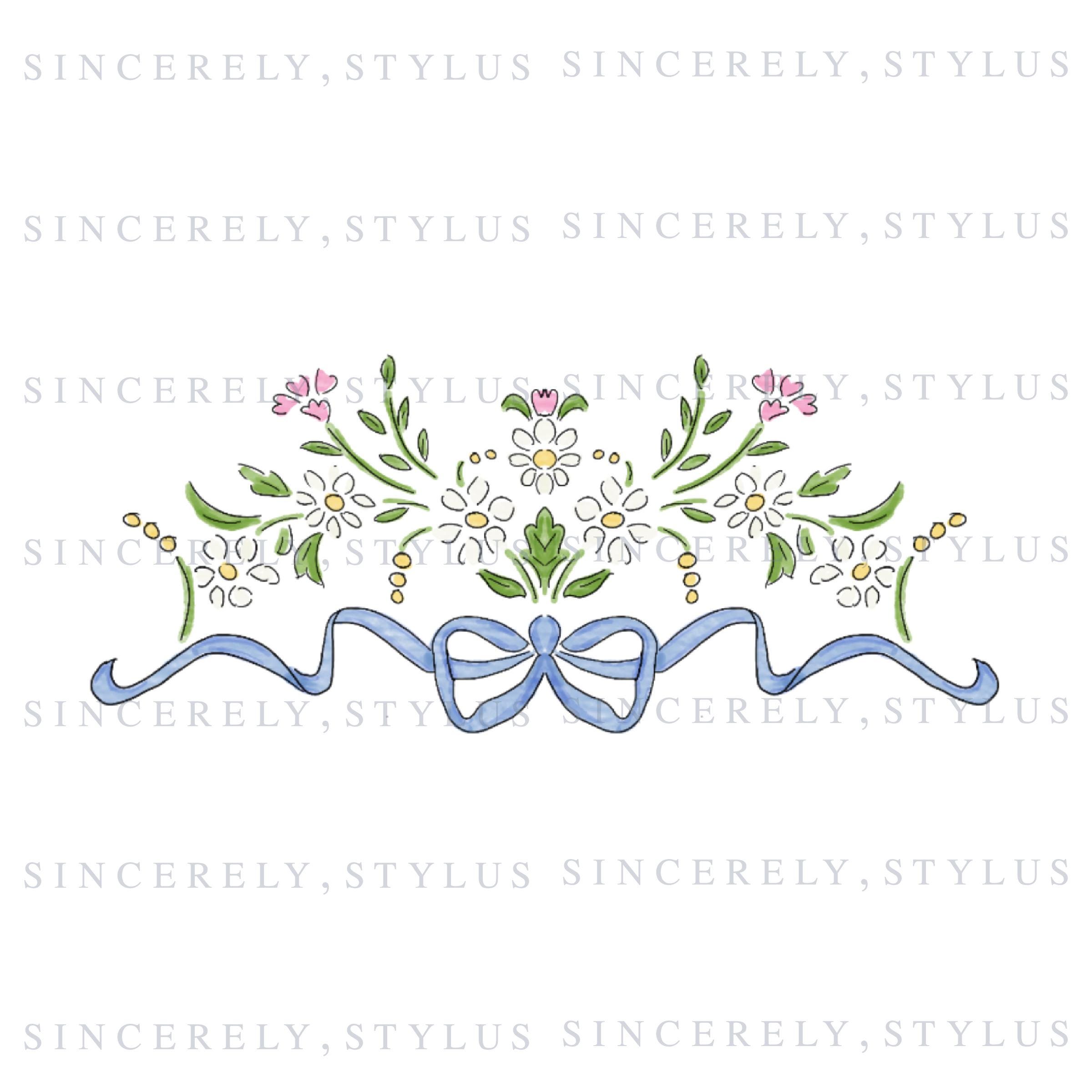 Floral Bow Header Digital Clip Art - Instant Download - Etsy