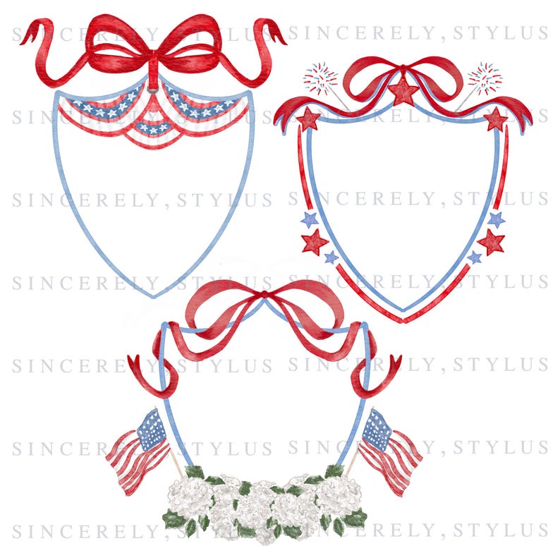 Watercolor Patriotic Crest Set, Patriotic Crests, Crest Clipart - Etsy