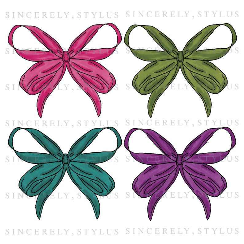 Bow Clipart, Bow Clipart, Hand Drawn Bows - Etsy