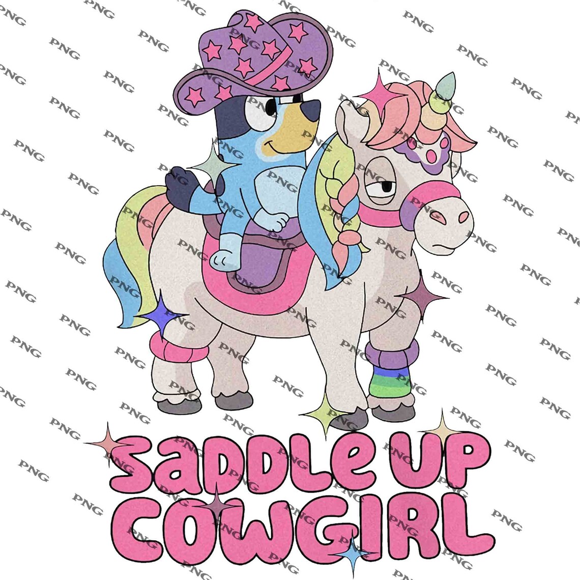Bluey Saddle up Cowgirl Png Bluey Grinch Bluey Family - Etsy