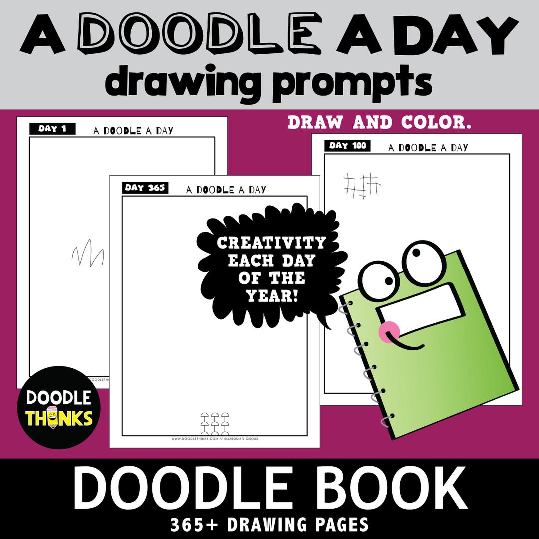 A Doodle A Day Doodle Book | Drawing Prompts | Finish the Drawing Pages ...