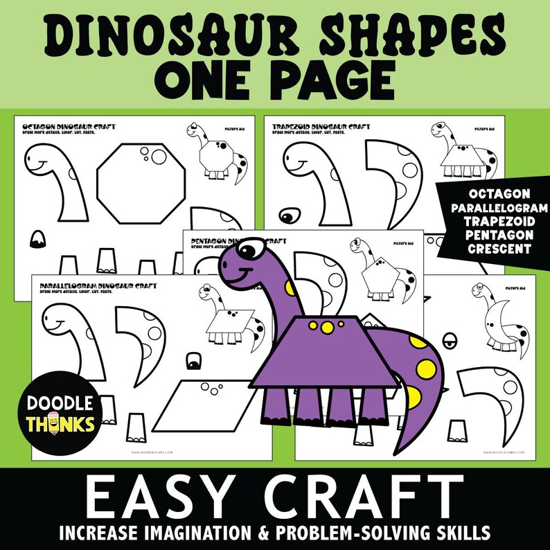 Dinosaur Shape Crafts for Kids | 15 Easy 2D Shape Cut and Paste Art ...