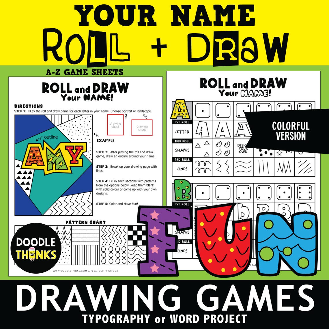 Roll and Draw Your Name or Word Drawing Game | Alphabet Fun ...
