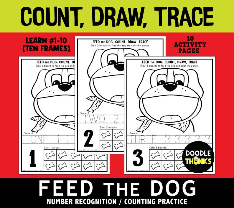 Interactive Feed the Dog Game Counting Mats for Numbers 1-12 With Dice ...