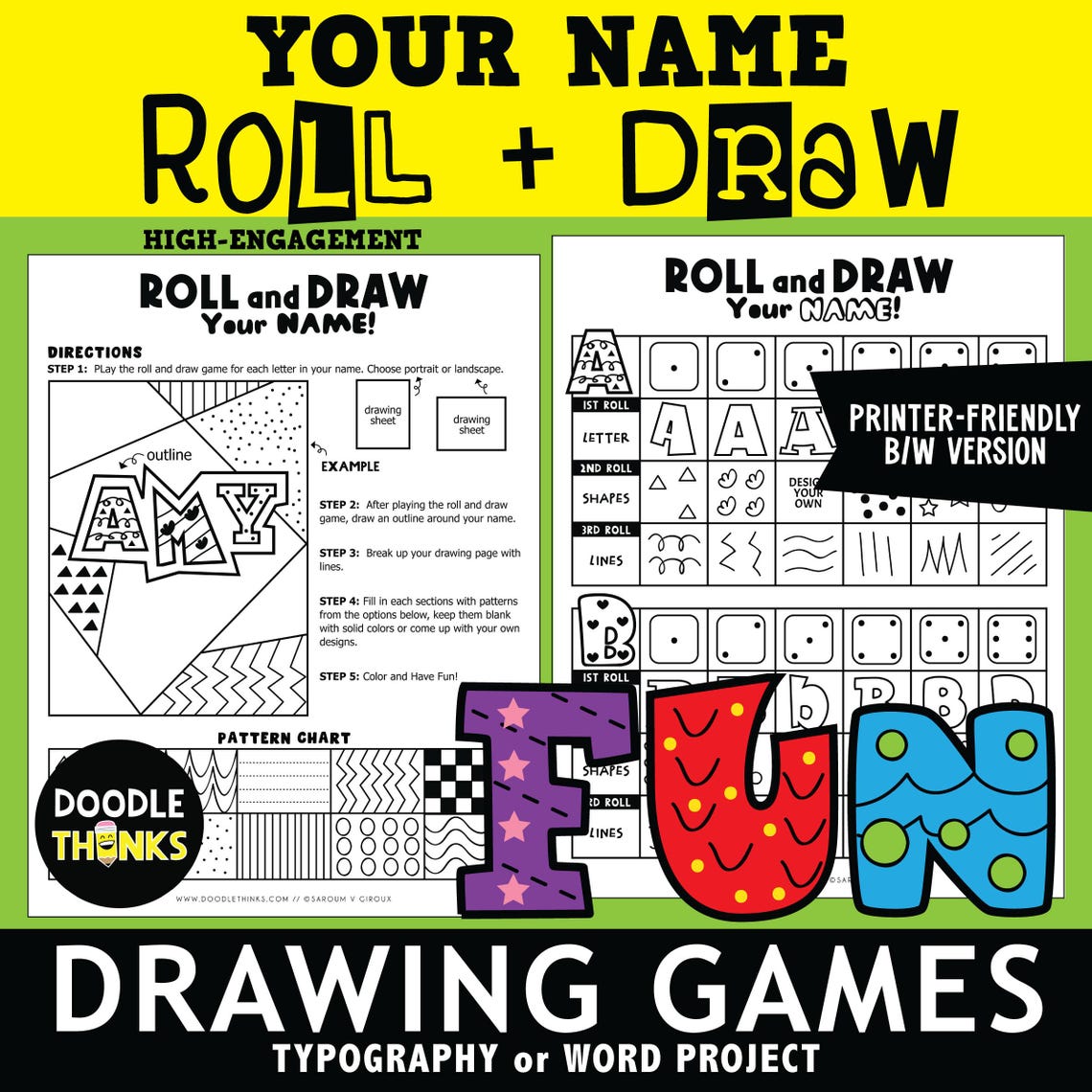 Roll and Draw Your Name or Word Drawing Game | Alphabet Fun ...