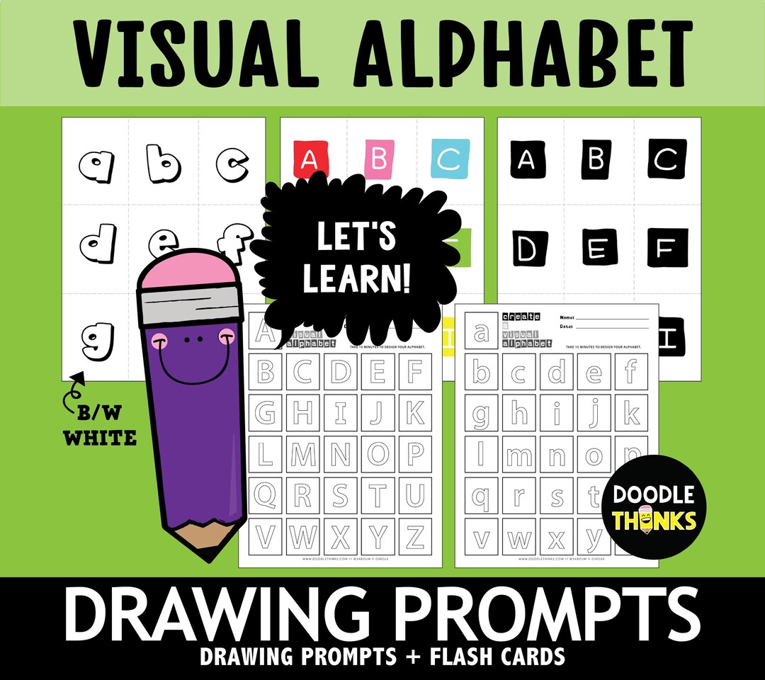 Visual Alphabet Drawing and Flashcards - Etsy