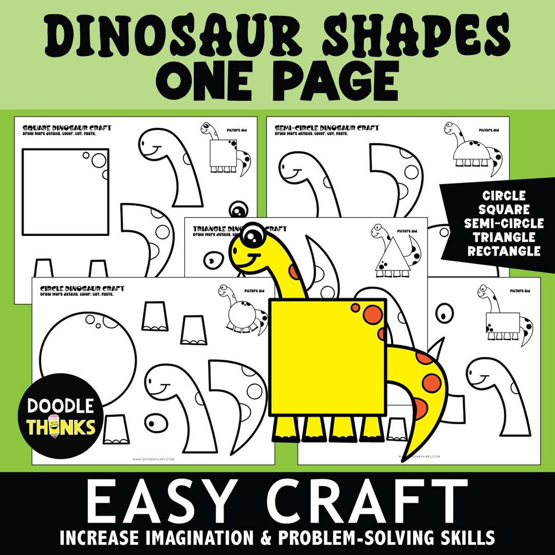 Dinosaur Shape Crafts for Kids | 15 Easy 2D Shape Cut and Paste Art ...