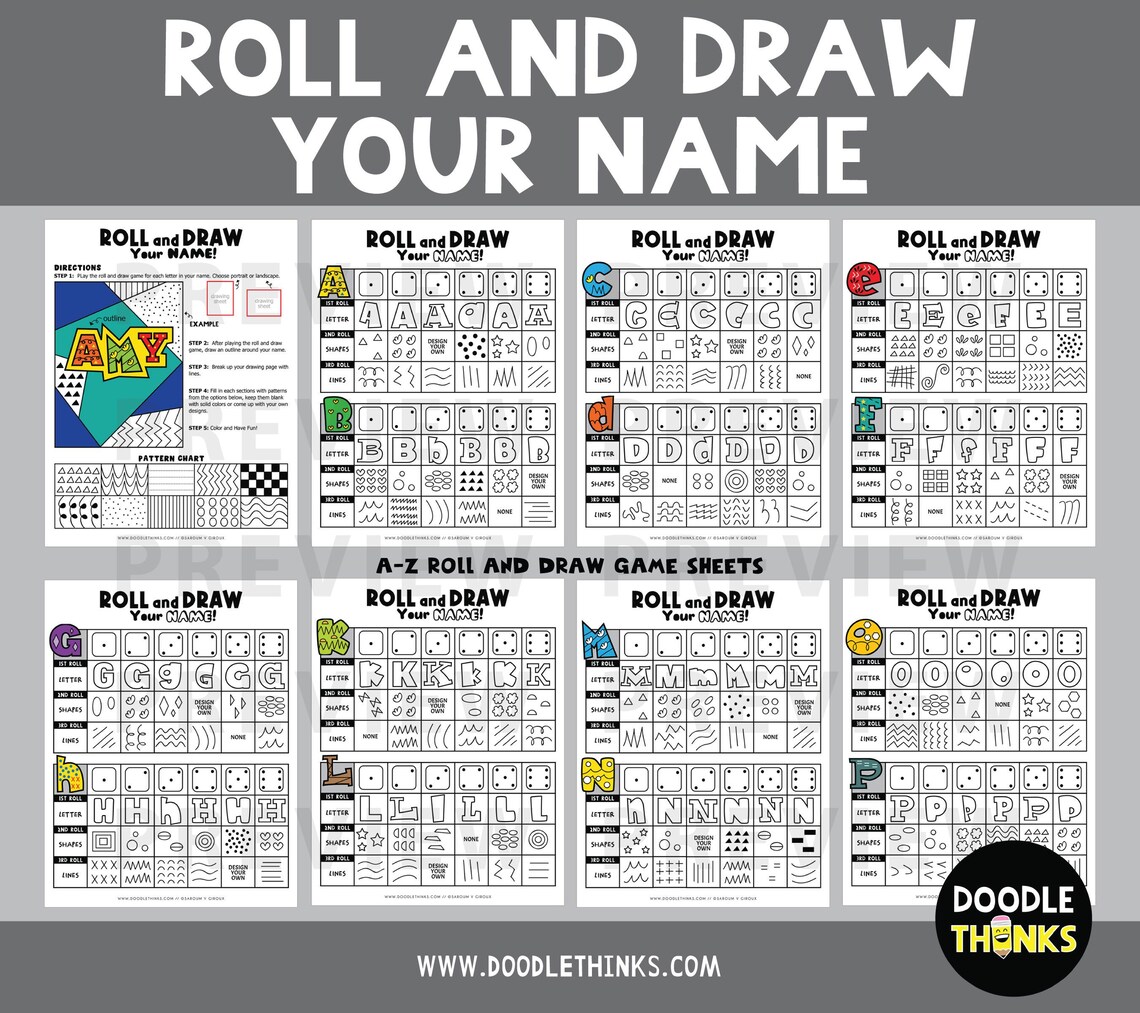 Roll and Draw Your Name or Word Drawing Game | Alphabet Fun ...