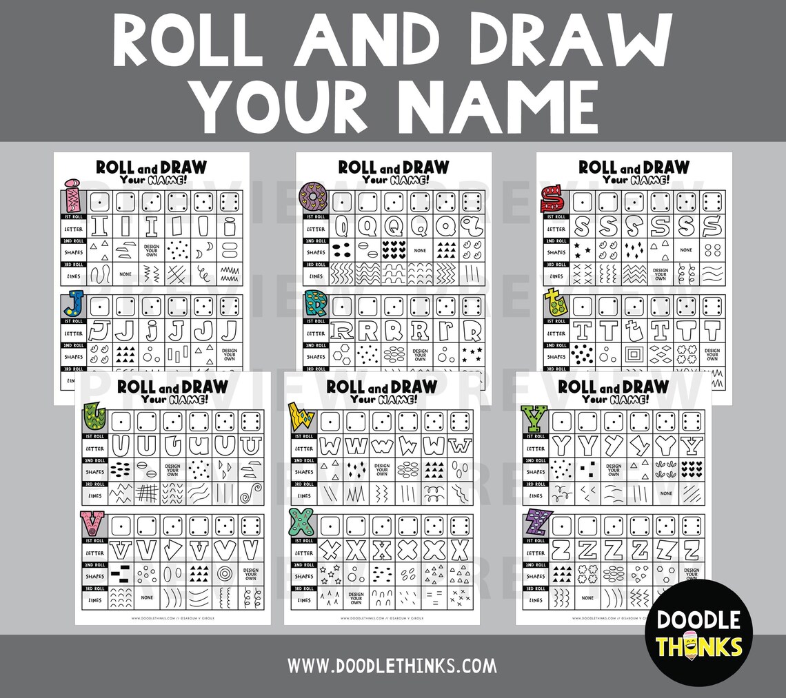 Roll and Draw Your Name or Word Drawing Game | Alphabet Fun ...