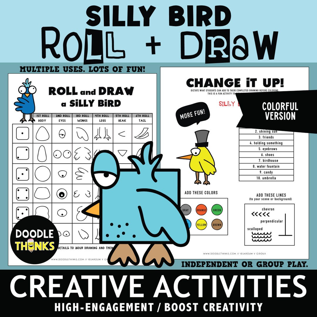 Roll and Draw a Bird Activity Dice Game Interactive Art and Writing ...
