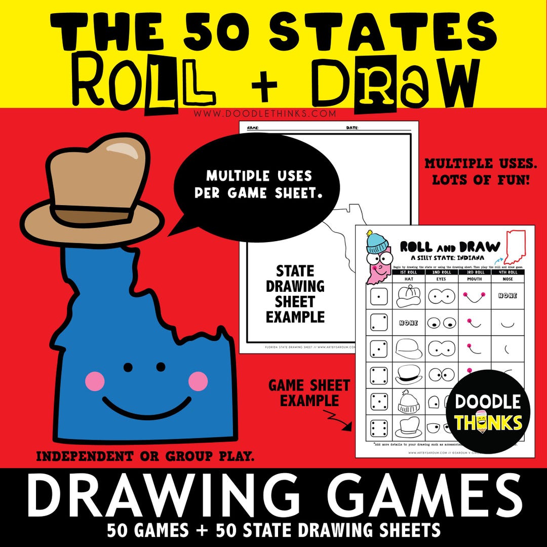The 50 States Roll and Draw Bundle No-prep Game Sheets and Drawing ...