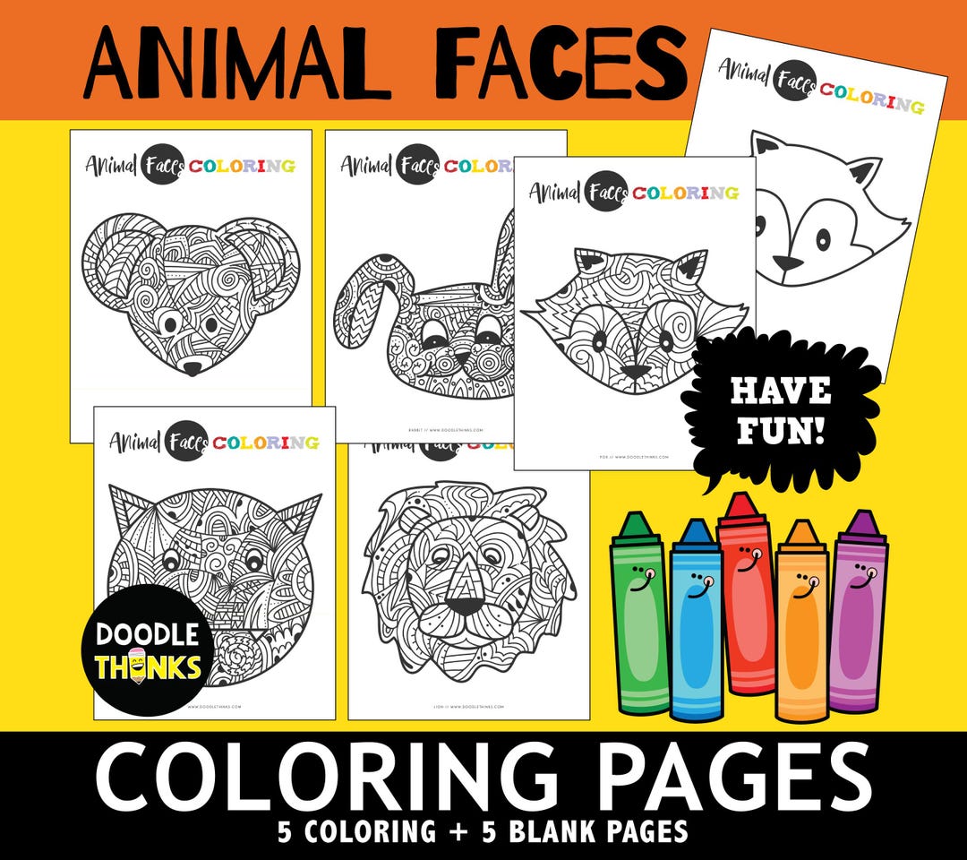 5 Fun Animal Face Coloring Pages Explore Patterns & Create Your Own ...