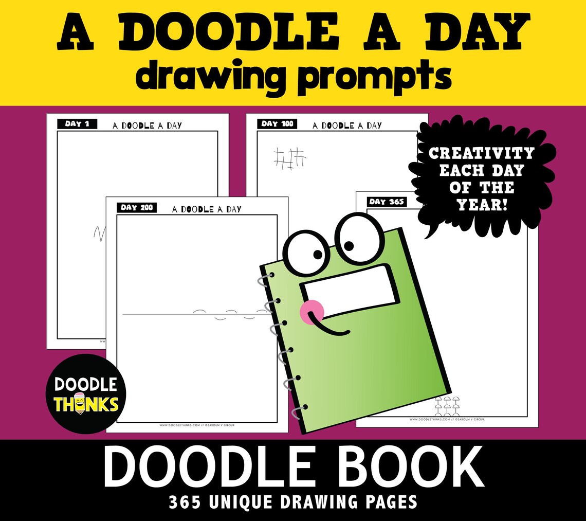 A Doodle A Day Doodle Book Drawing Prompts Finish the Drawing Pages - Etsy