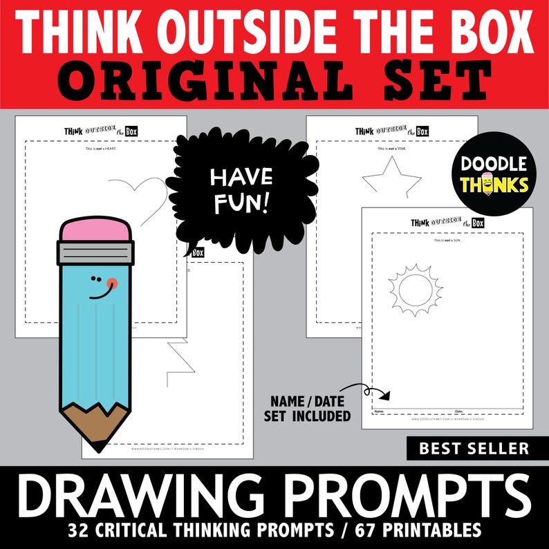 Think OUTSIDE the Box Drawing Prompts ORIGINAL Set | Doodle Challenge ...