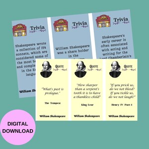 Over 100 Printable Bookmarks for Shakespeare Lovers - Etsy