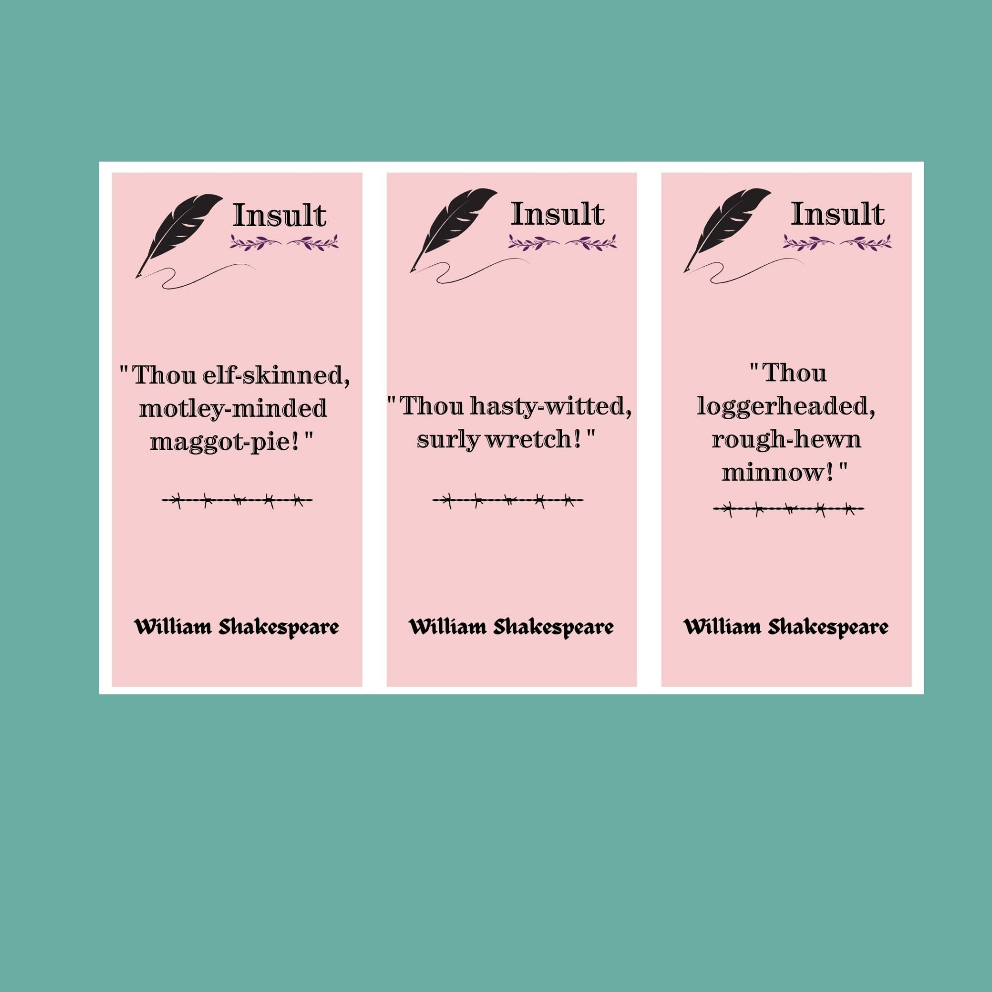 Over 100 Printable Bookmarks for Shakespeare Lovers - Etsy