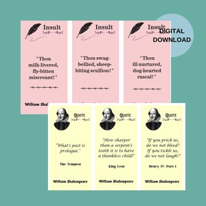 Over 100 Printable Bookmarks for Shakespeare Lovers - Etsy