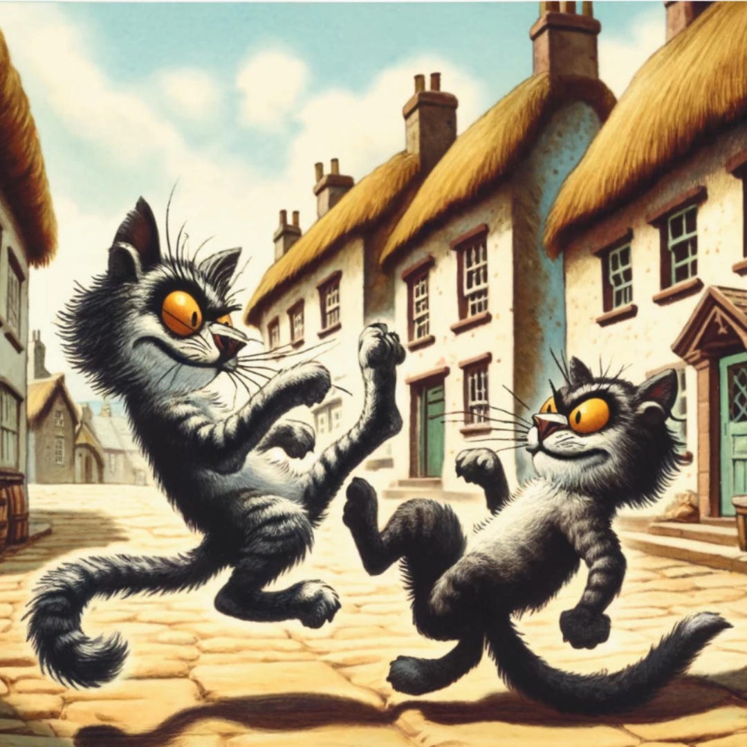 Old English Poem: Two Cats of Kilkenny Depicted in This Beautiful 30 ...