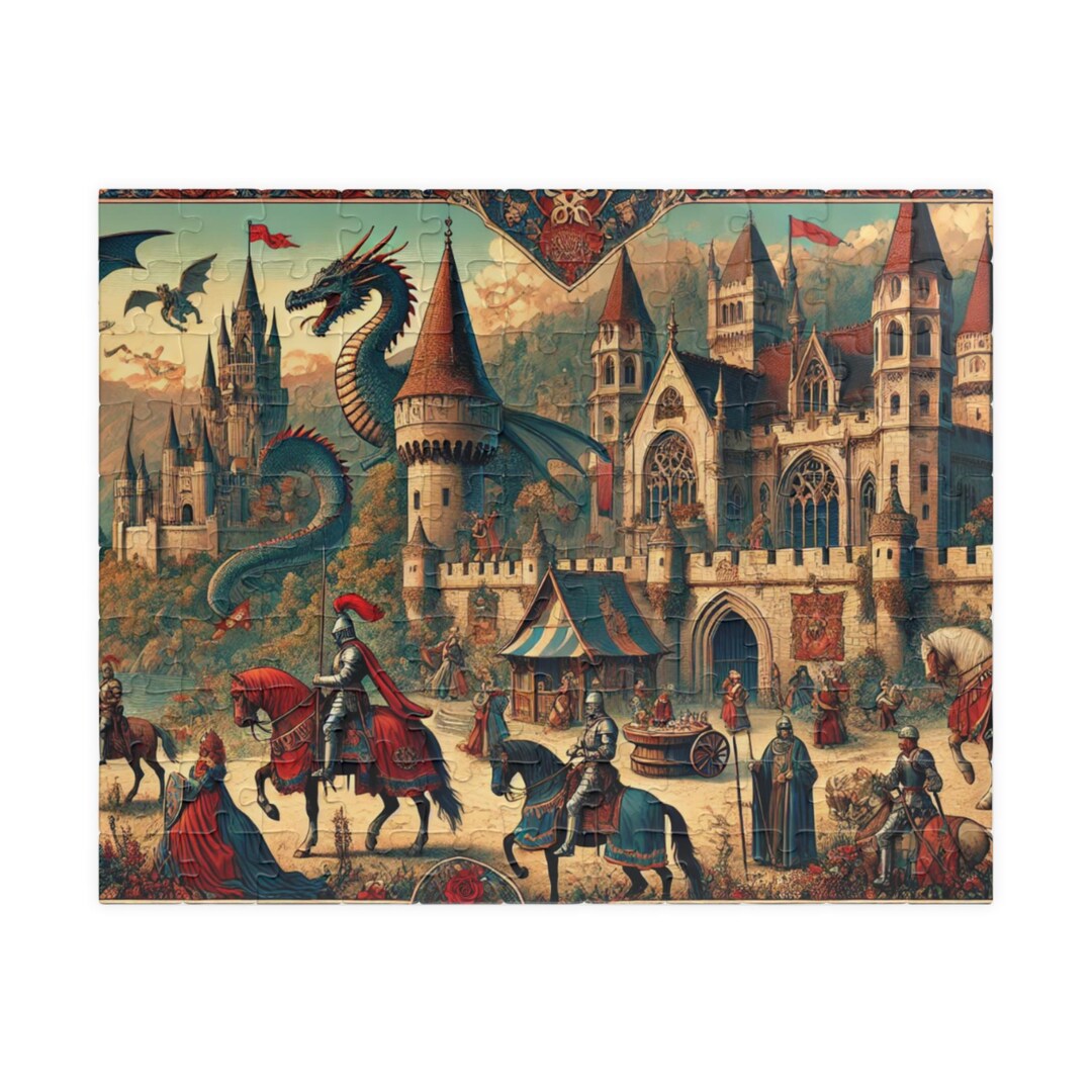 Medieval Themed Jigsaw Puzzle Stunning Artwork of Castles, Knights ...