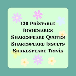 Over 100 Printable Bookmarks for Shakespeare Lovers - Etsy