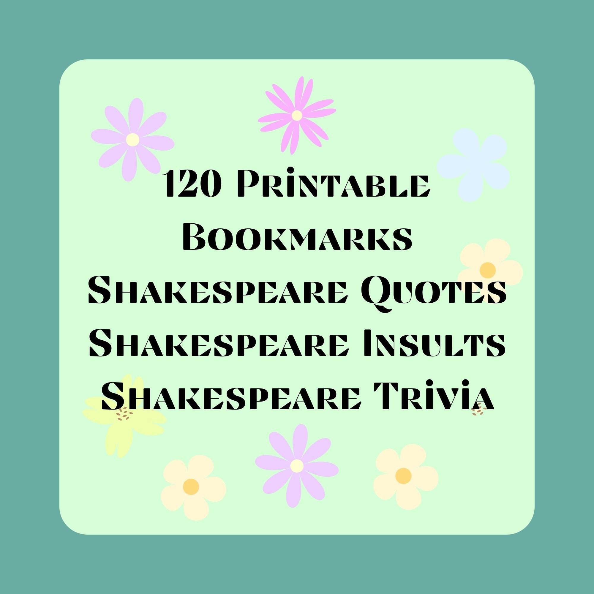 Over 100 Printable Bookmarks for Shakespeare Lovers - Etsy