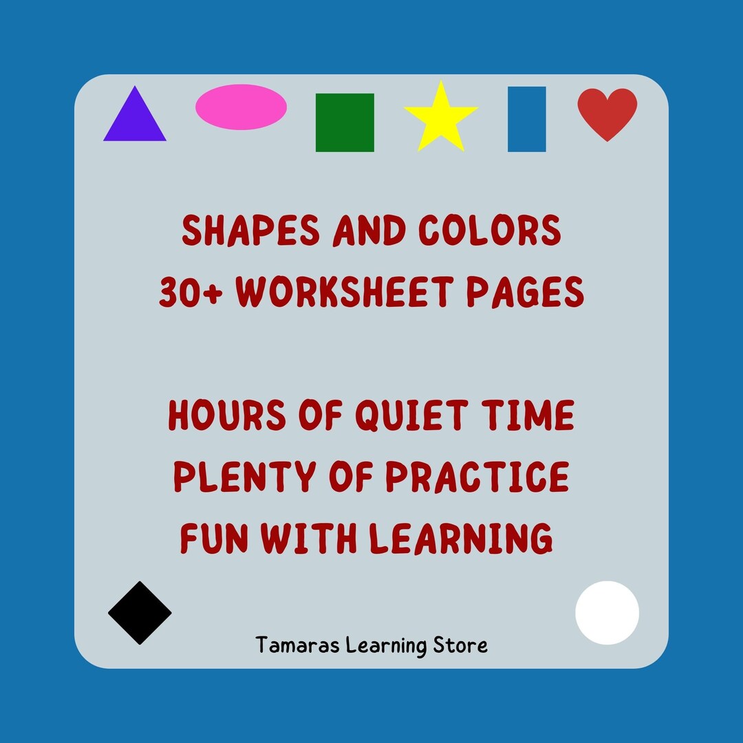 Shapes and Colors Worksheet 30 Page Bundle for Preschool and ...