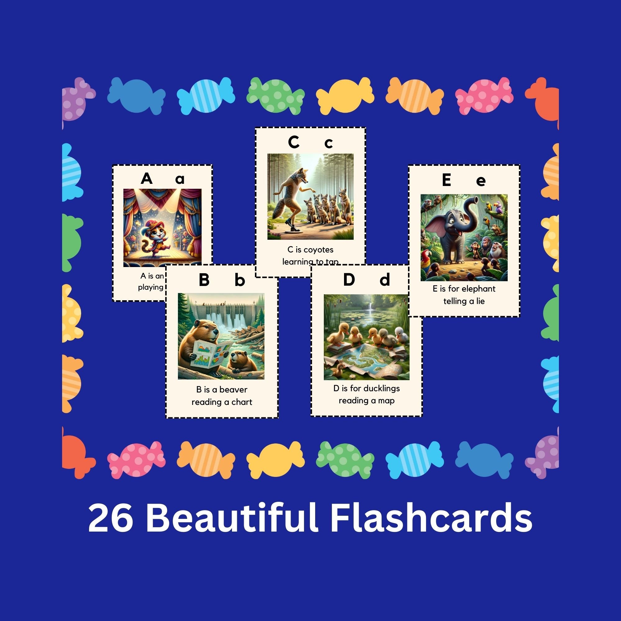 Vibrant Flashcards for Engaging Learning Elegant Rhyming Alphabet ...