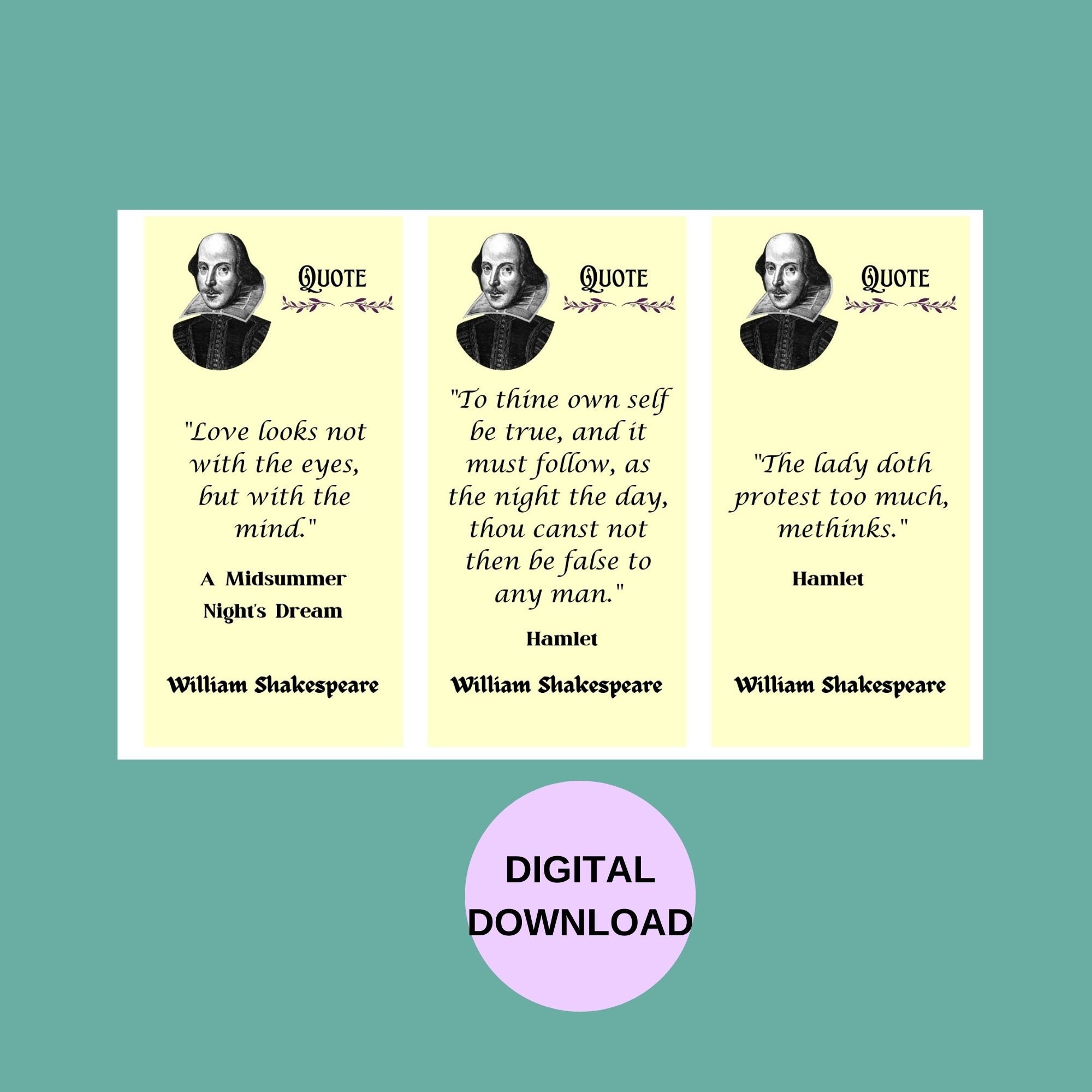 Over 100 Printable Bookmarks for Shakespeare Lovers - Etsy