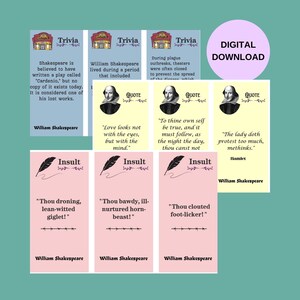 Over 100 Printable Bookmarks for Shakespeare Lovers - Etsy