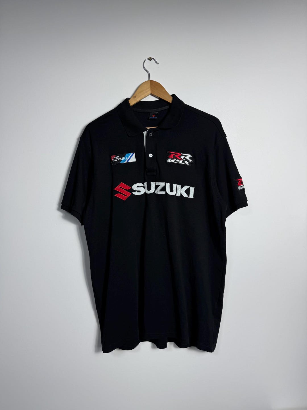 Vintage Suzuki Team GSX Racing Y2K Mens Black Polo T-shirt Black Size ...