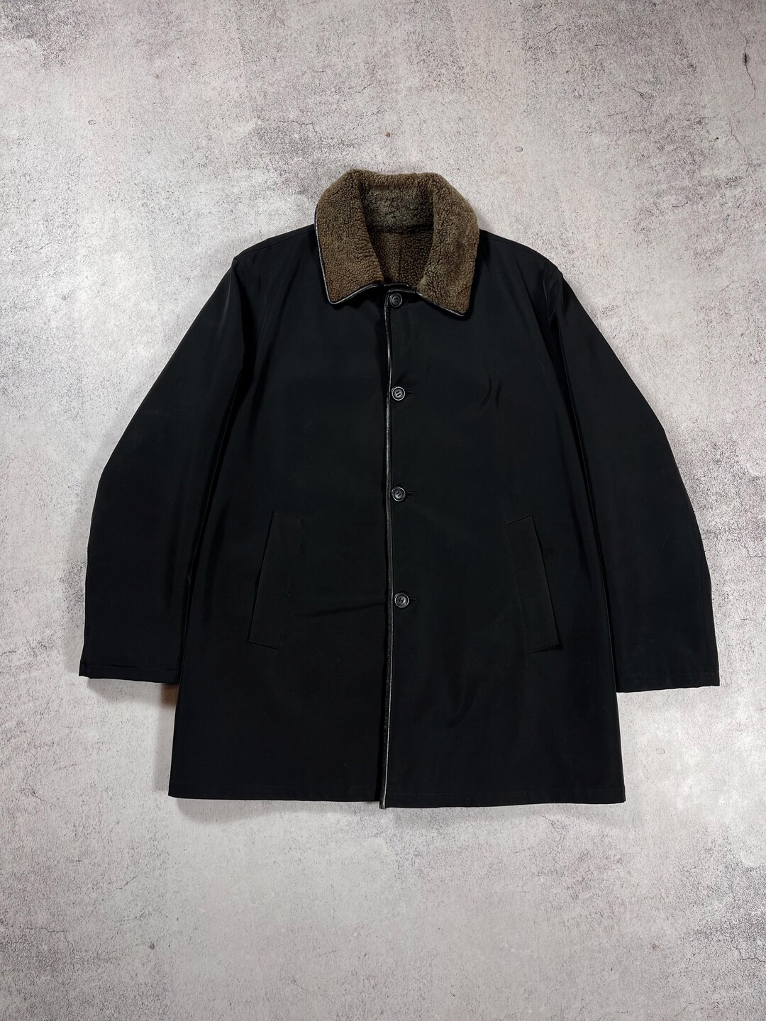 Gallotti Men's Shearling Black Coat Button Jacket Rare - Etsy