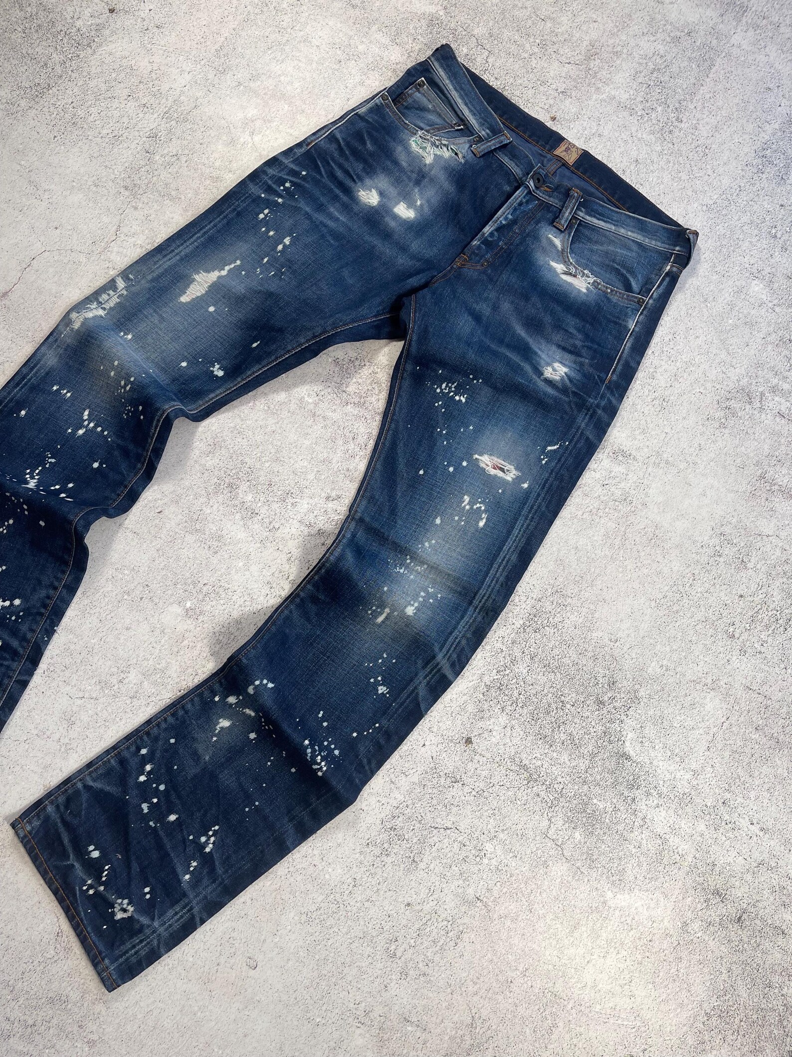 Vintage Prps Men's Denim Blue Paint Splatter Jeans Distressed Pants ...