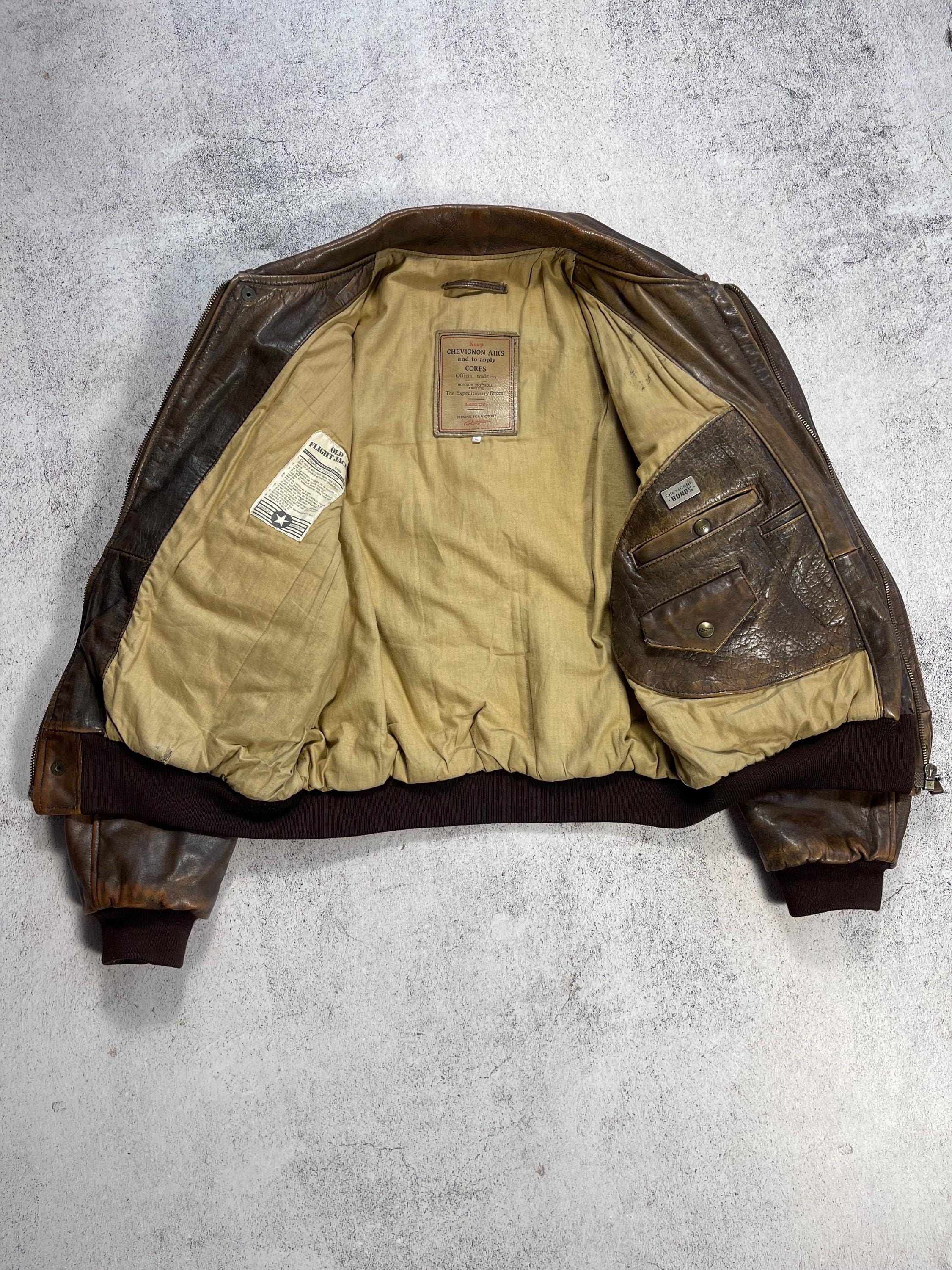 Chevignon Vintage 80s' Leather Airflyte Jacket A2 US.ARMY Chevignon Vintage 80s' Leather Airflyte Jacket A2 US.ARMY