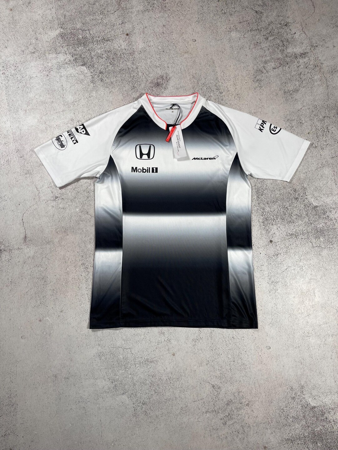 NEW Honda Mclaren Mobil T-shirt F1 Team Racing Nascar Black/white Size ...